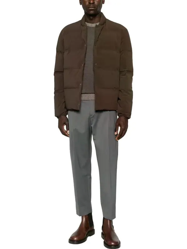 BRIGLIA 1949 Pleated Detail Cropped Trousers - Grey
