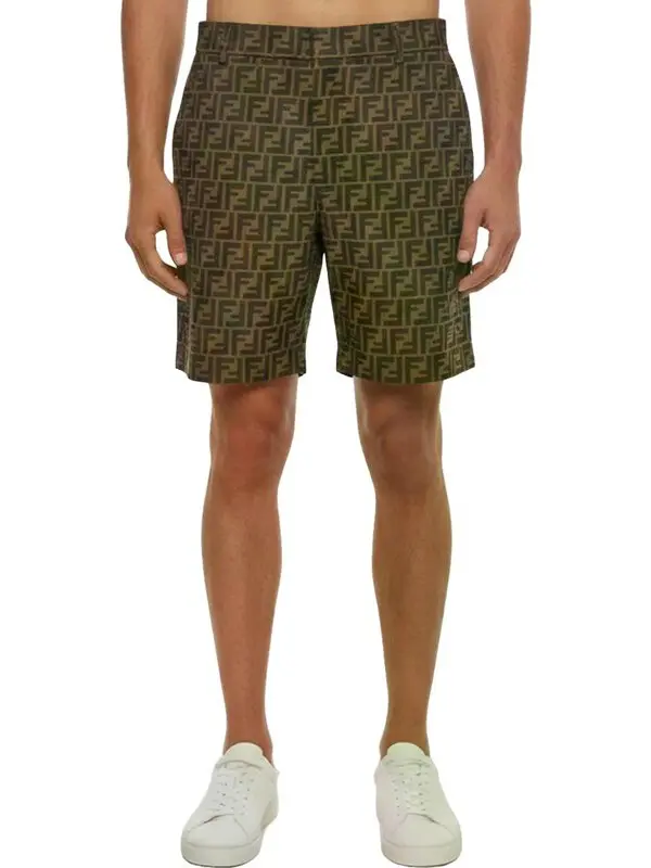 Fendi Ff Monogram Jacquard Shorts - Brown