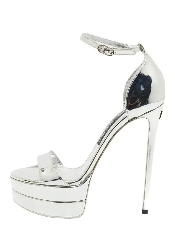 Dolce & Gabbana Keira -tone Leather Platform Stiletto Sandals - Silver