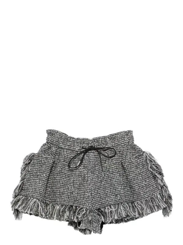 Sacai Fringed Tweed Shorts - Grey