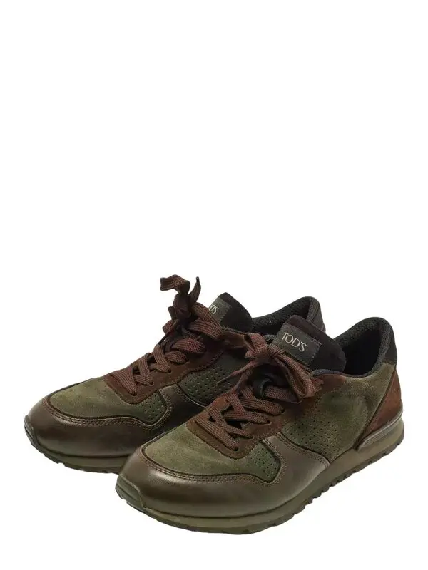 TOD'S Paneled Leather Low-top Sneakers - Green