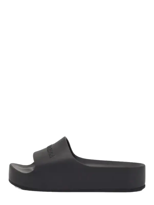 Balenciaga Embossed Logo Chunky Pool Slides - Black