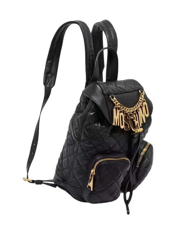 Moschino Logo-charm Backpack - Black