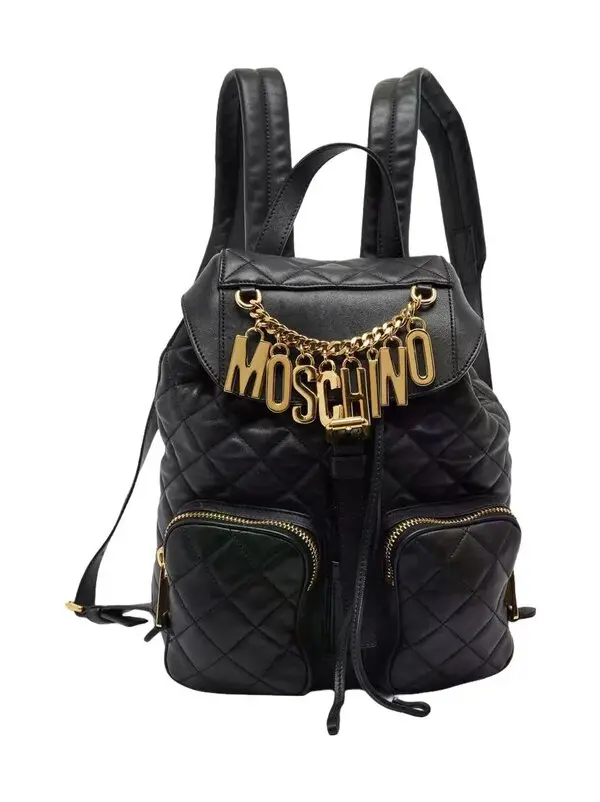 Moschino Charm Quilted Backpack - Black