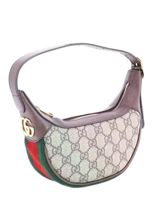 Gucci Ophidia Half Moon Bag Gg Coated Canvas Mini Hobo Bag - Brown