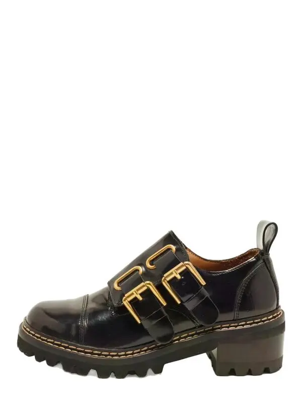 See By Chloé Leather Double-buckle Oxford Shoes - Black