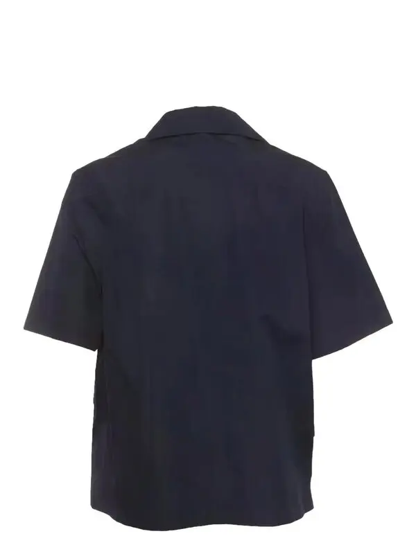 Prada Navy Cotton Camp Collar Short Sleeve Shirt - Blue