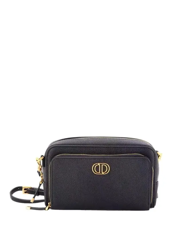 Dior Caro Double Pouch Leather Crossbody Bag - Black