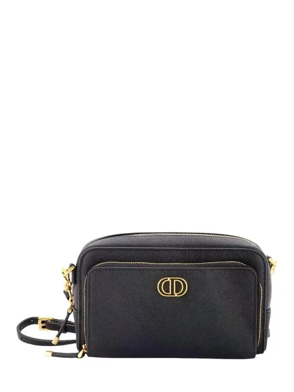 Dior Caro Double Pouch Leather Crossbody Bag - Black