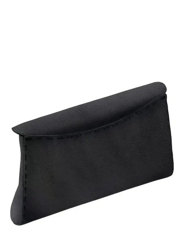 Tyler Ellis Lee Pouchet Pebbled Leather Clutch Bag - Black