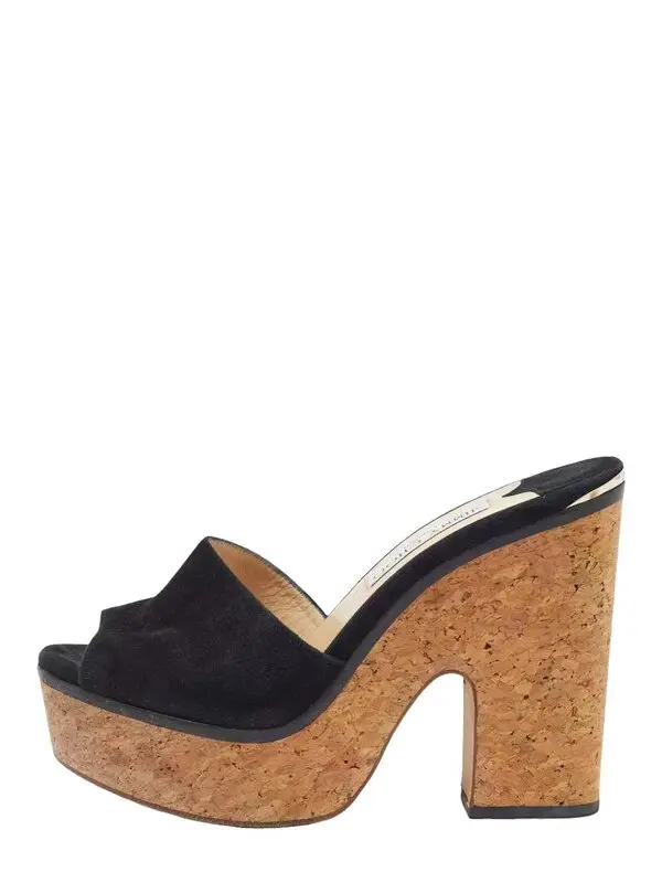 JIMMY CHOO Suede Platform Sandals - Black