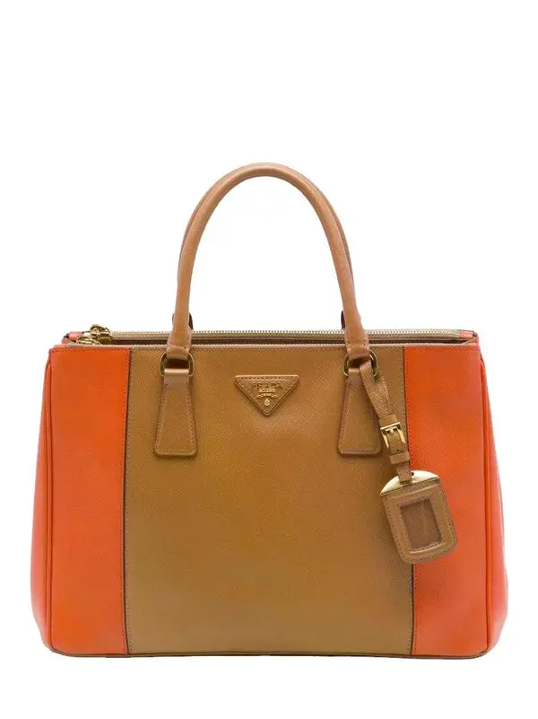 Prada Saffiano Lux Galleria Double Zip Satchel - Brown