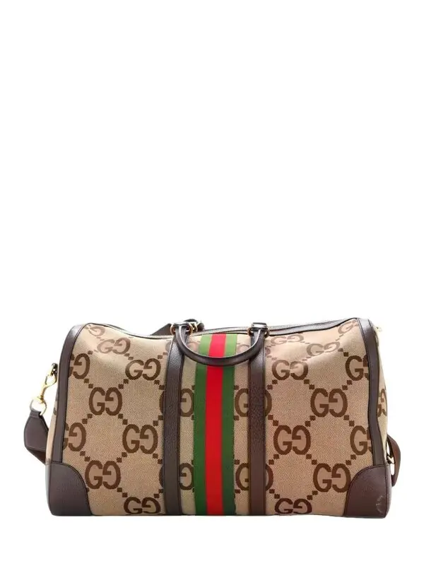 Gucci Savoy Web Jumbo Gg Canvas Duffle Bag - Brown