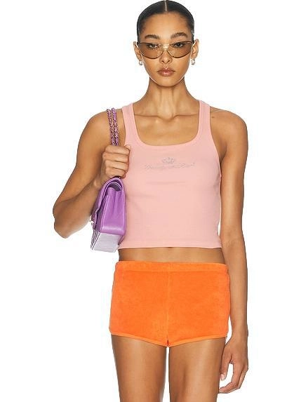 SPORTY & RICH X Juicy Couture Crown Ribbed Tank Top - Rose
