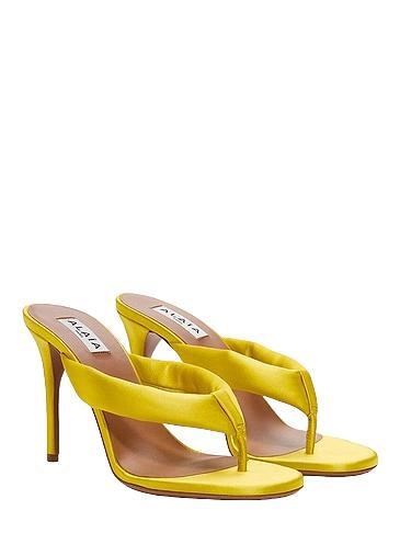 Alaïa Padded Viscose & Silk Heeled Sandals - Citron