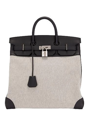 Hermès Toile & Evercolor Haut A Courroies Birkin 40 Handbag - Noir