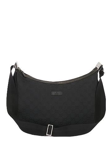Gucci Half Moon Hobo Bag In Gg Canvas - Black