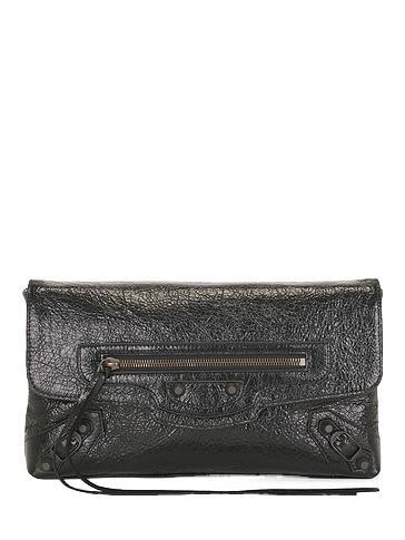 Balenciaga Le City Small Clutch In Arena Lambskin - Black