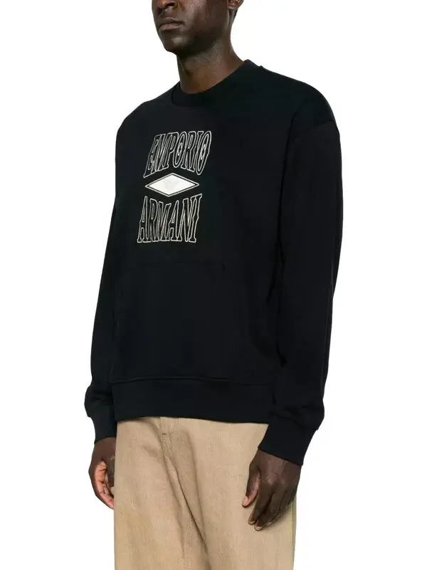 Emporio Armani Logo-embroidered Zip-slit Sweater - Blue