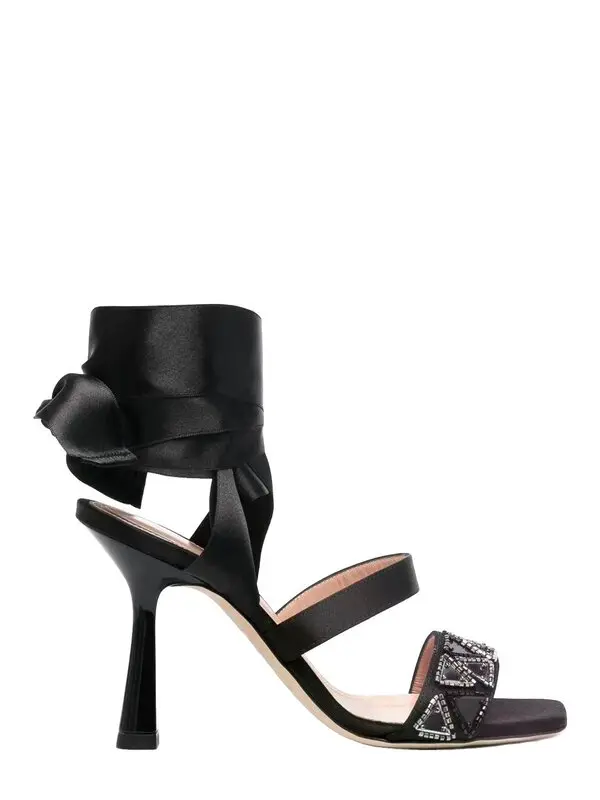 Alberta Ferretti Embellished Lace-up Sandals - Black