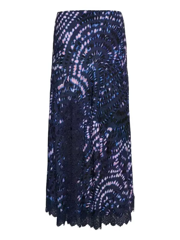 Cara Cara Lace-trim Midi Skirt - Blue