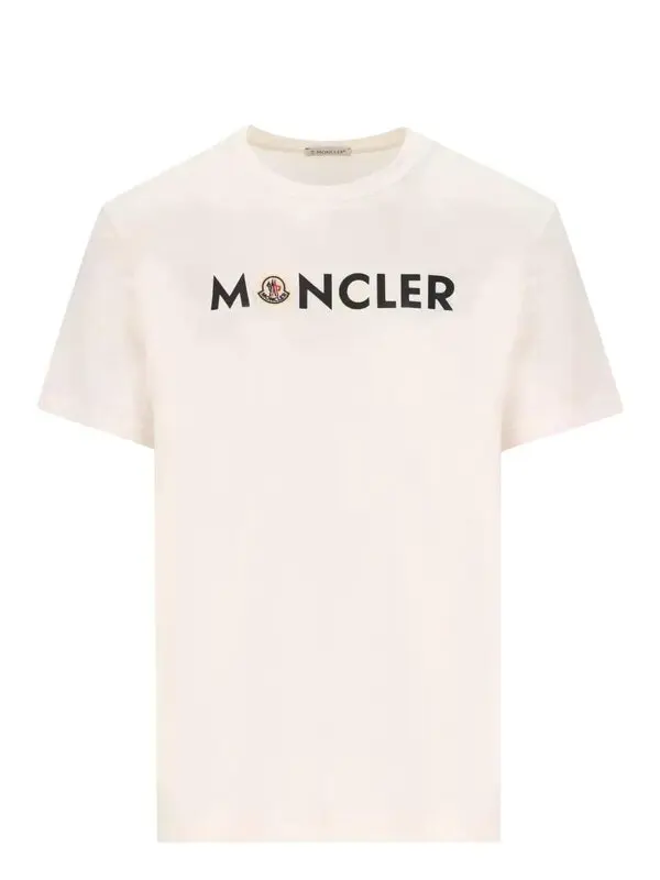 Moncler Logo Cotton T-shirt - Neutrals