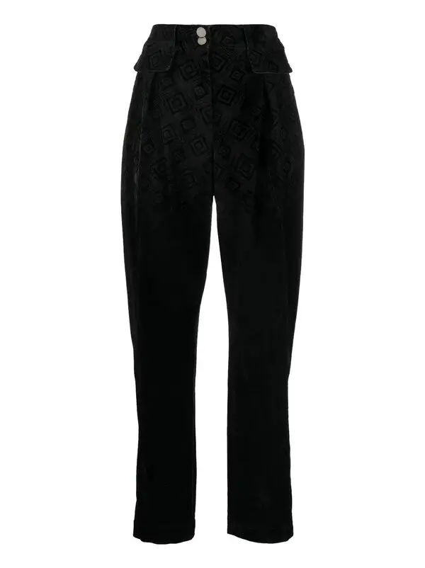 Alberta Ferretti High-waisted Geometric Print Trousers - Black