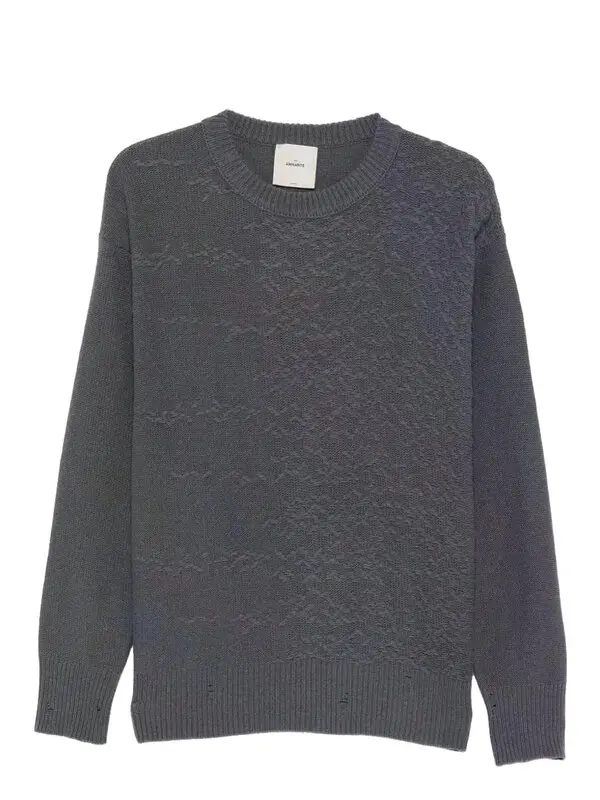 THE AMHANTE Textured Knit Crew Neck Sweater - Grey