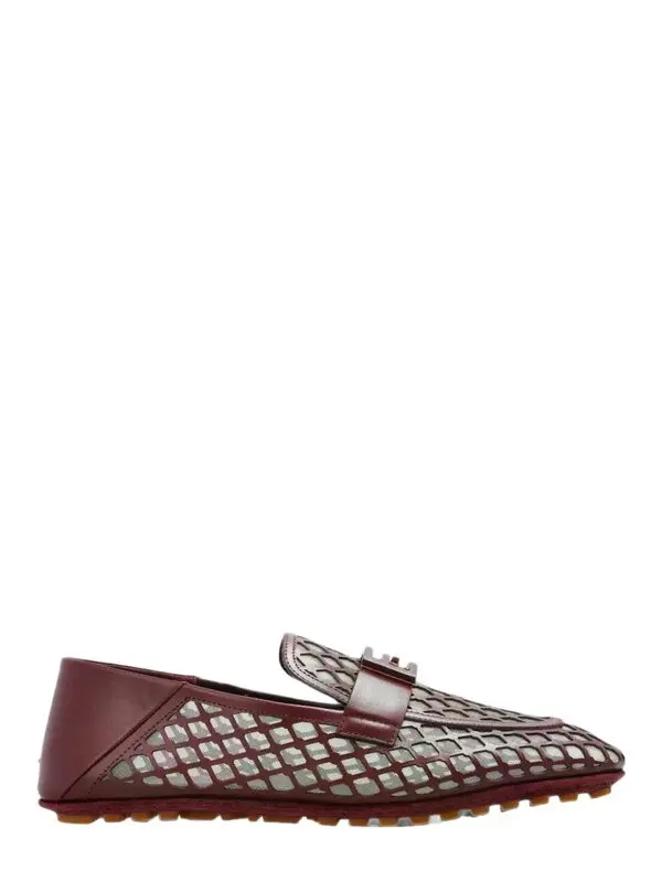 Fendi Burgundy Leather Loafers With Ff Baguette Motif - Red