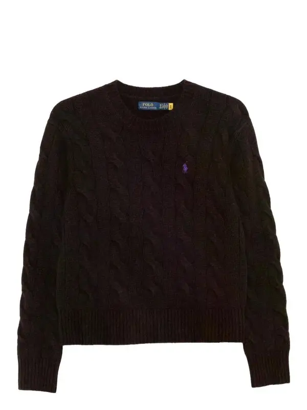 Polo Ralph Lauren Cable Knit Embroidered Logo Sweater - Brown