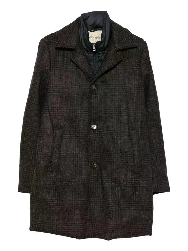 ZEROSETTANTA STUDIO Check-pattern Single-breasted Coat - Brown