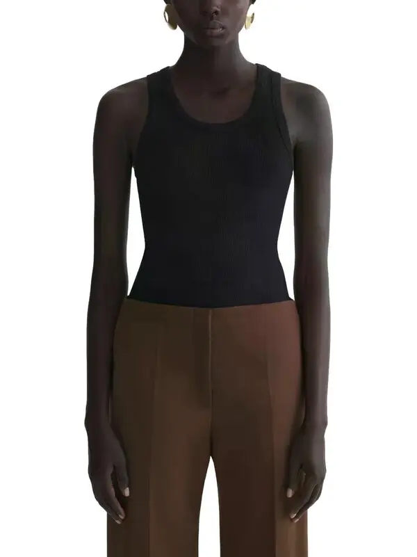 MUGLER Ribbed Tank Top - Black