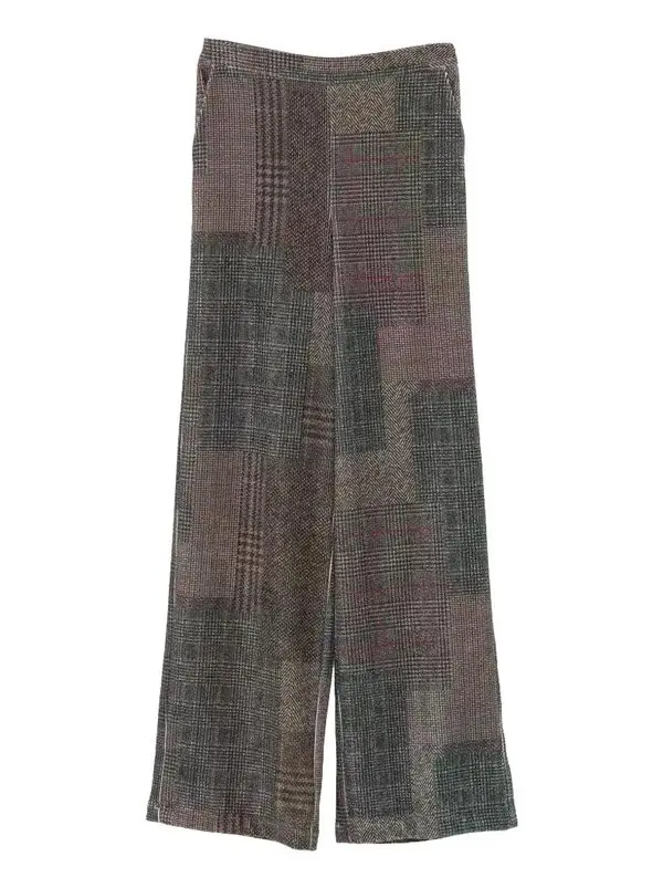 BYE Patchwork Check Wide-leg Trousers - Brown