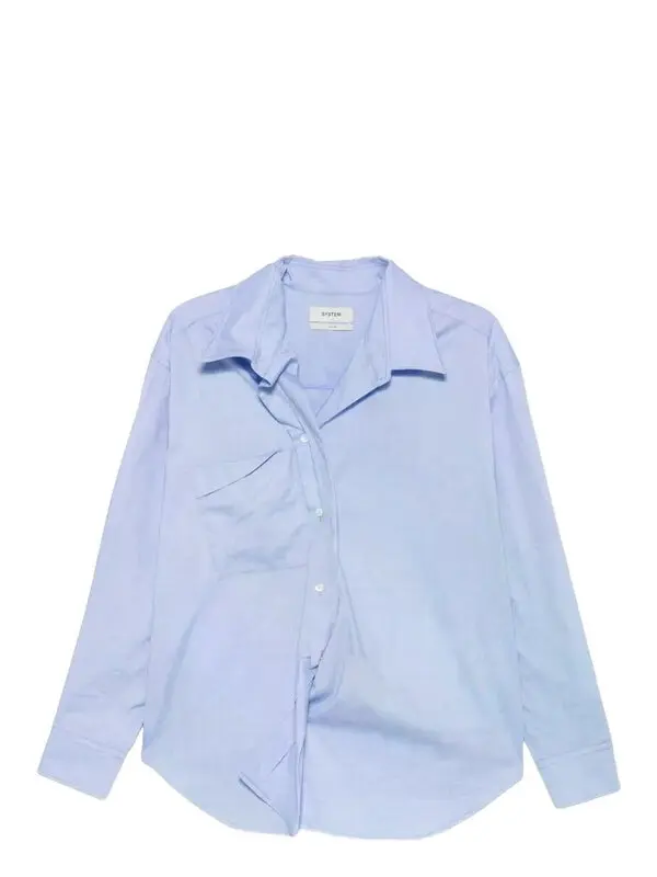 SYSTEM Asymmetric Front Chest Pocket Shirt - Blue