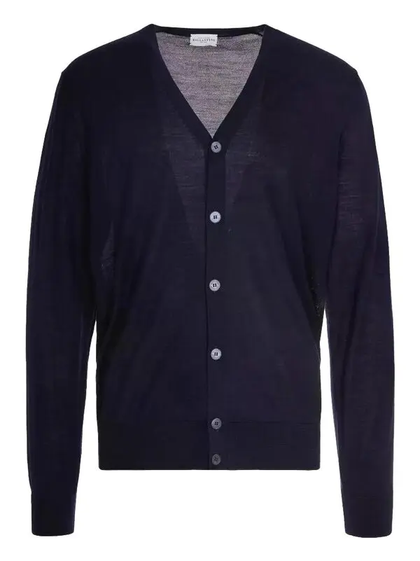 BALLANTYNE Button-fastening V-neck Wool Cardigan - Blue