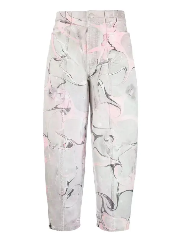 Stella McCartney Marble Print Tapered Leg Jeans - Grey