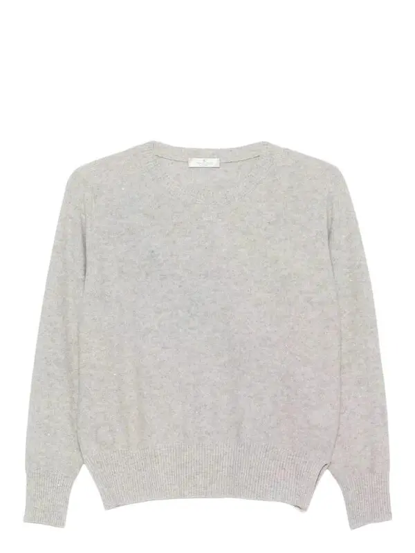 PANICALE Sequin-embellished Side-slit Sweater - Grey