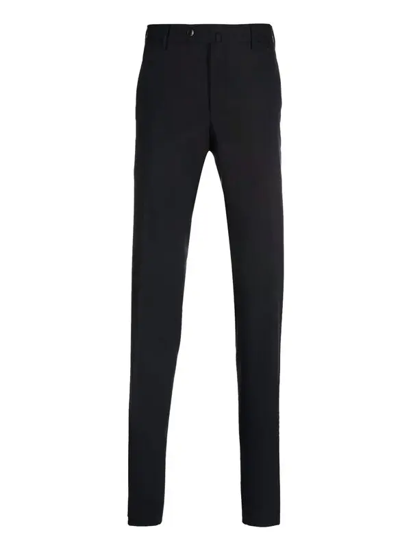 PT TORINO Navy Virgin Wool Blend Tailored Trousers - Blue