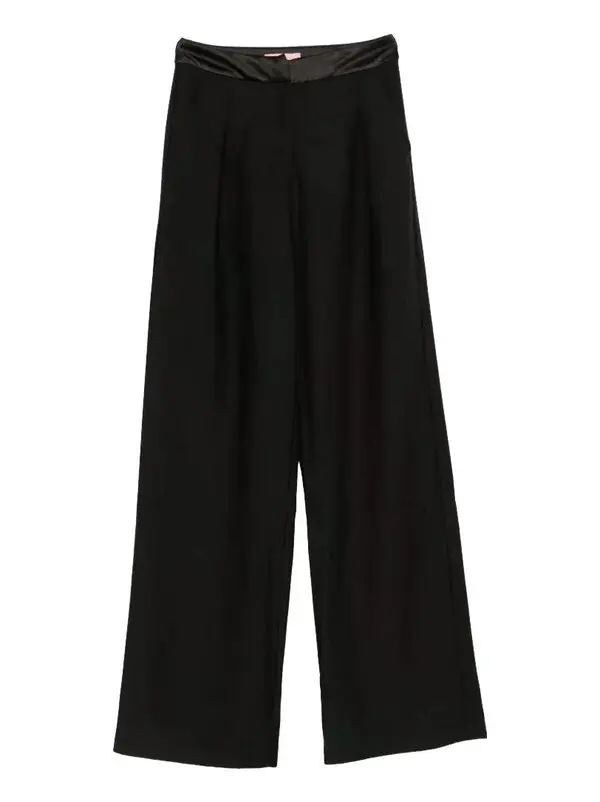 TWENTY FOURHAITCH Satin Waistband Pleated Trousers - Black