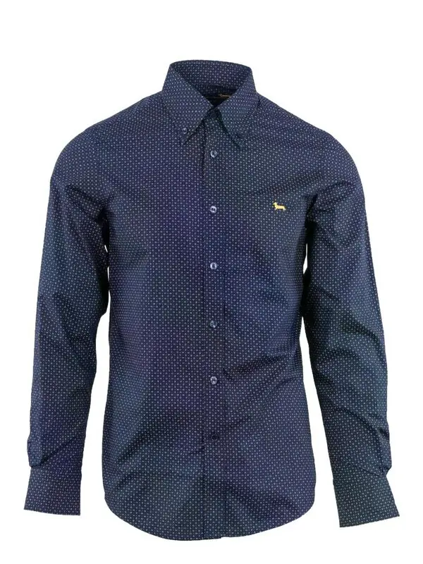 HARMONT & BLAINE Geometric-print Button-down Shirt - Blue