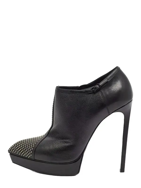 Saint Laurent Janis Studded Leather Ankle Boots - Black
