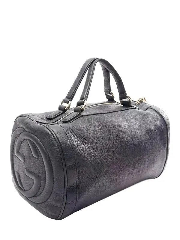 Gucci 2000-2015 Medium Pebbled Calfskin Soho Boston Bag - Blue