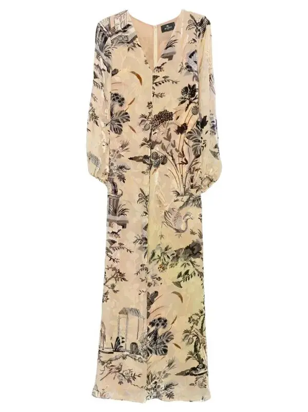 Etro Floral-print Maxi Dress - Neutrals
