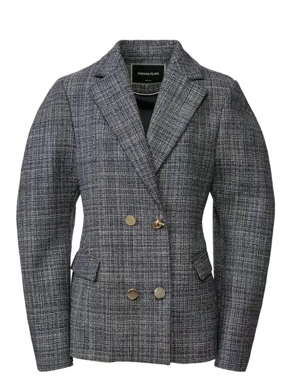 Fabiana Filippi Double-breasted Tweed Jacket - Grey