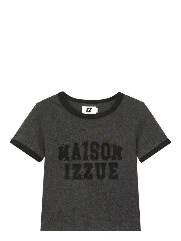 Izzue Logo-print Ringer T-shirt - Grey
