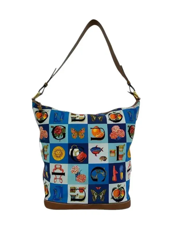 Gucci 1990-2000 Printed Canvas Shoulder Bag - Blue