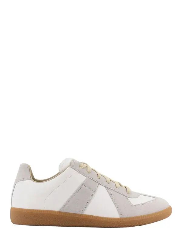 MAISON MARGIELA Low-top Replica Leather And Suede Sneakers - Grey