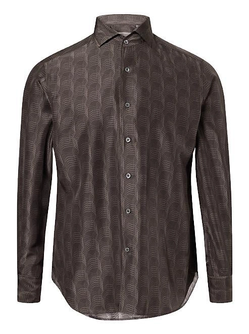 Corneliani Wave Printed Long-sleeve Silk Shirt - Brown Multi