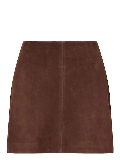 ARMA Melody Suede Leather Mini Skirt - Mud Brown