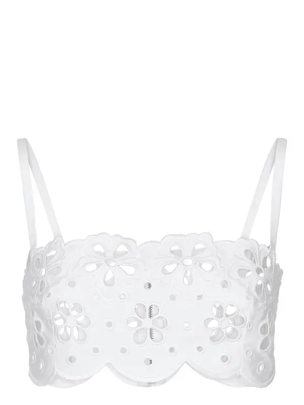 Dolce & Gabbana Cotton Poplin Bralette Top With Cut-out Detailing - White